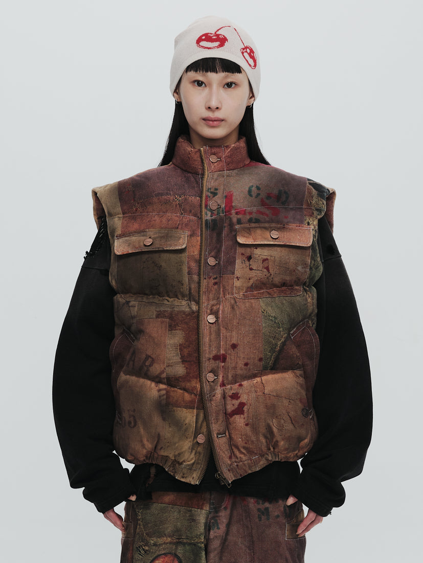 Digital print puffer vest – PLATEAU STUDIO