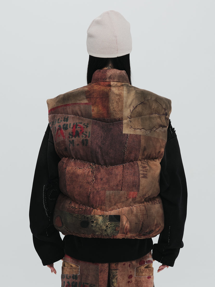 Digital print puffer vest – PLATEAU STUDIO